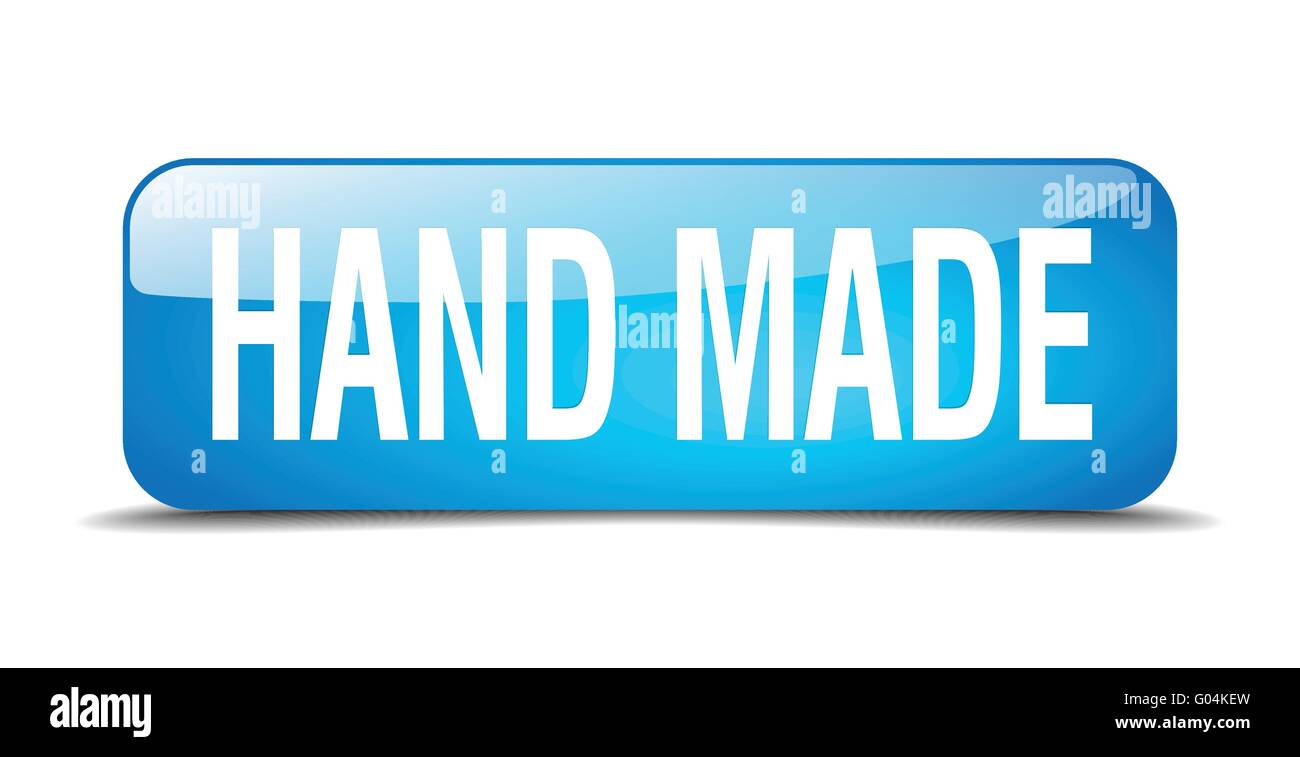 hand made blue square 3d realistic isolated web button Stock Vector ...