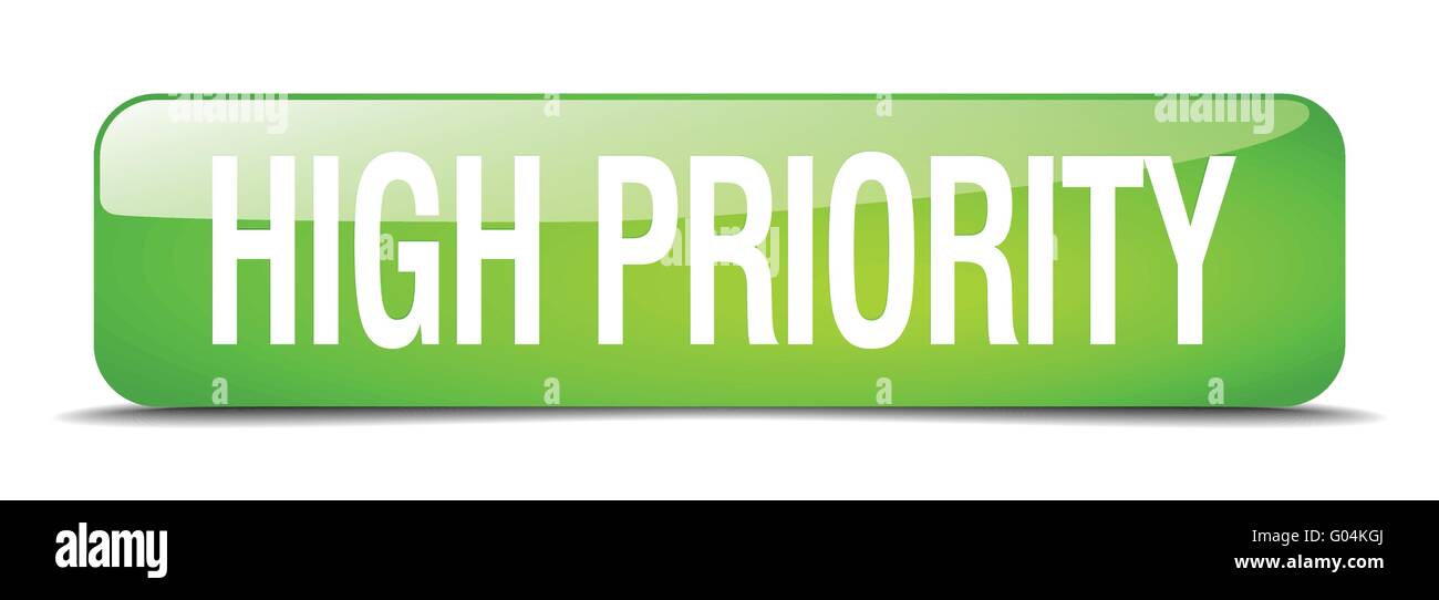 high priority green square 3d realistic isolated web button Stock ...