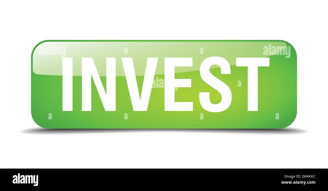 invest green square 3d realistic isolated web button Stock Vector Image ...