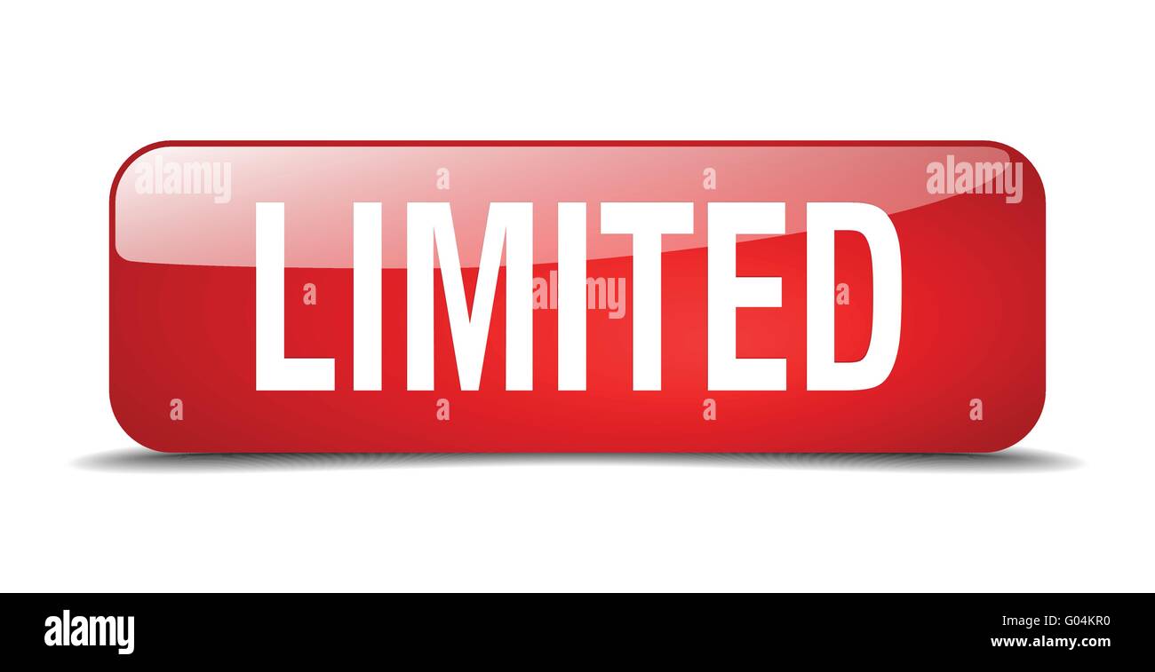 limited red square 3d realistic isolated web button Stock Vector Image ...