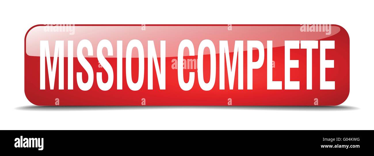 mission complete red square 3d realistic isolated web button Stock ...