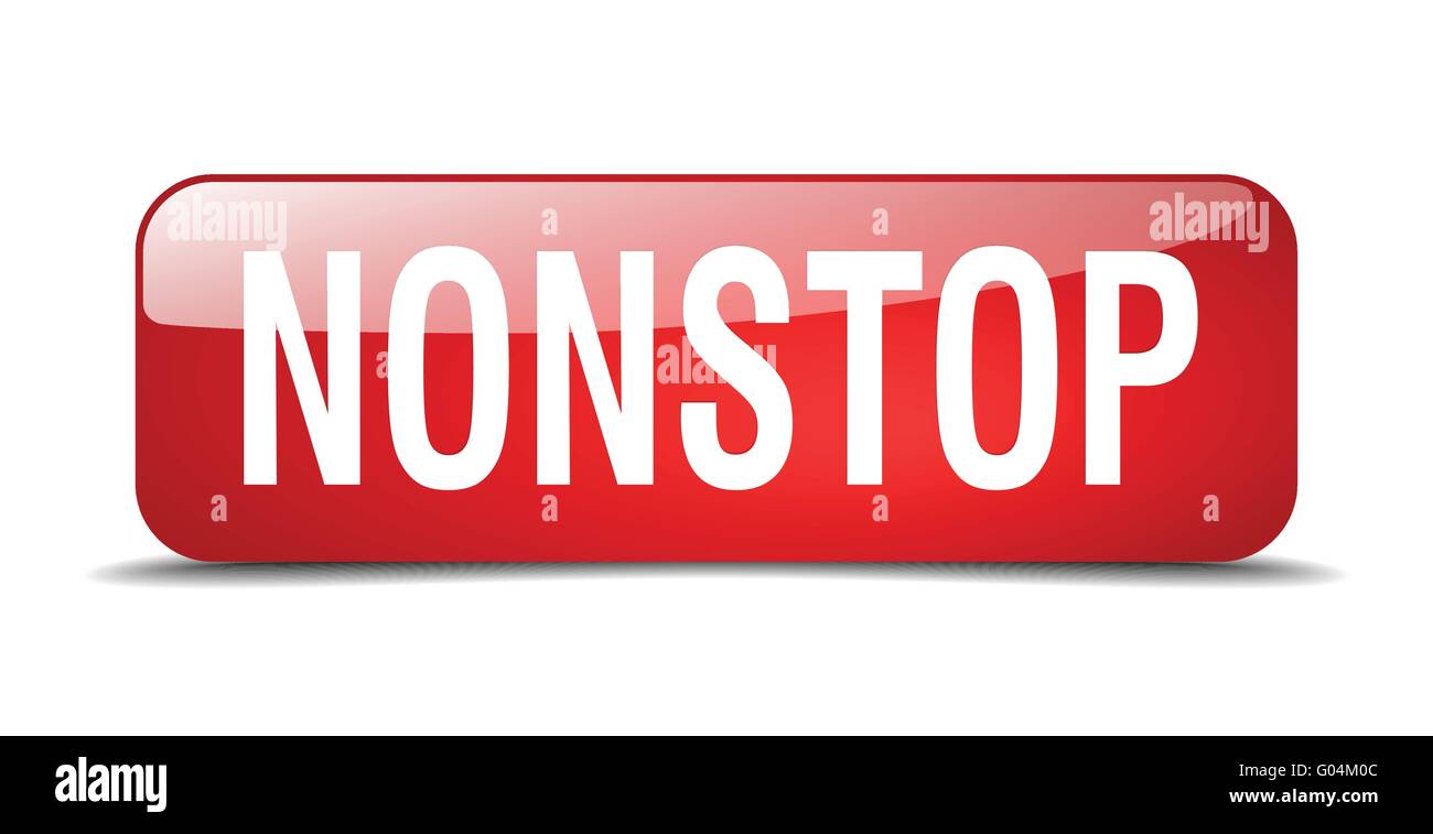 nonstop red square 3d realistic isolated web button Stock Vector Image ...