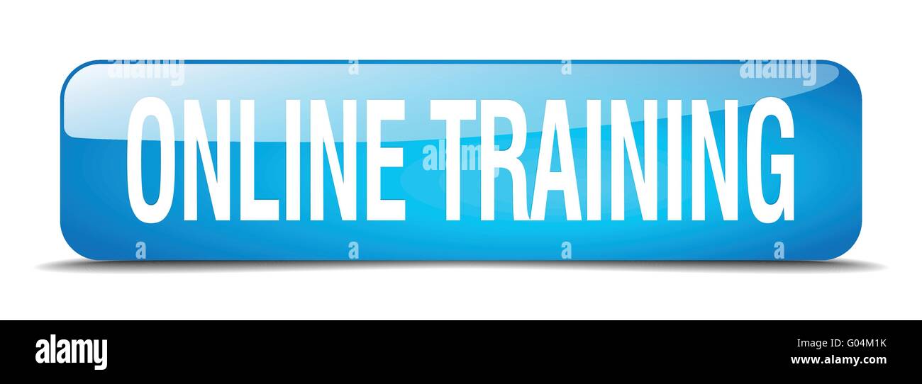 online training blue square 3d realistic isolated web button Stock ...