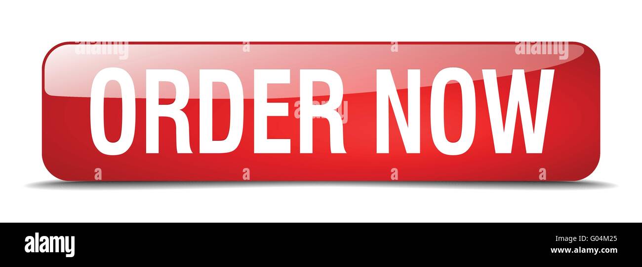 order now red square 3d realistic isolated web button Stock Vector ...