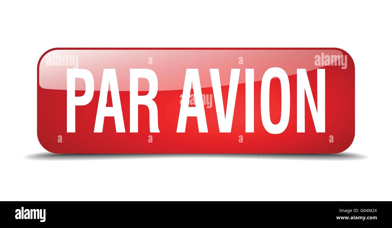par avion red square 3d realistic isolated web button Stock Vector ...