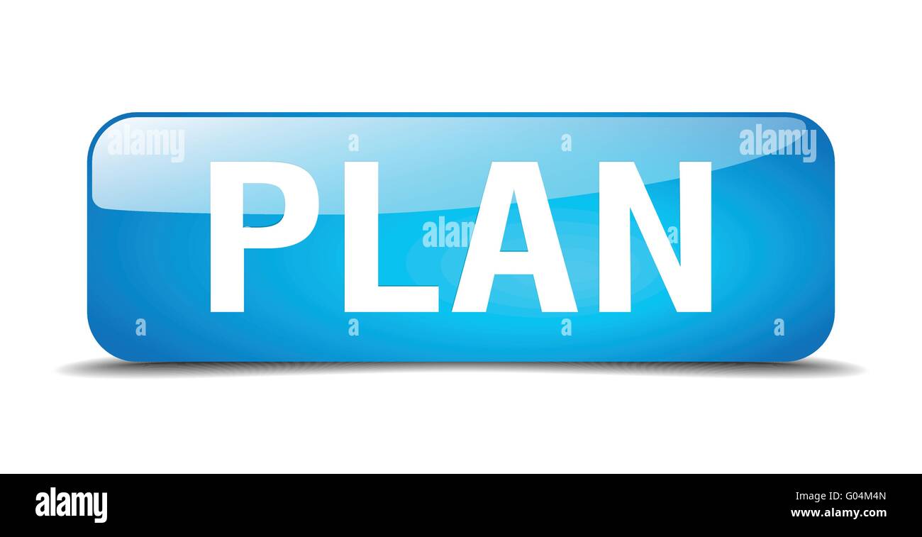 plan blue square 3d realistic isolated web button Stock Vector Image ...