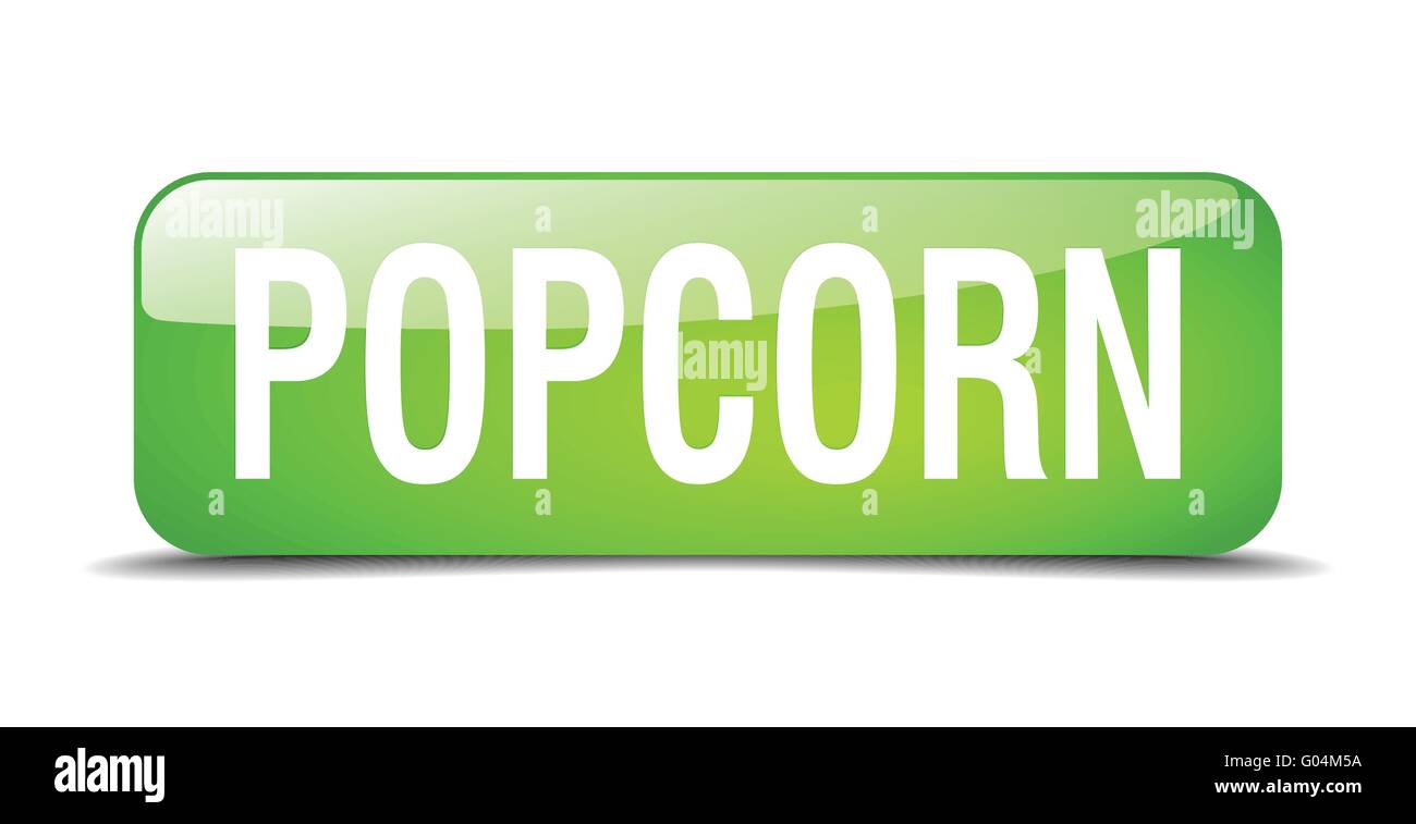 popcorn green square 3d realistic isolated web button Stock Vector Image & Art - Alamy