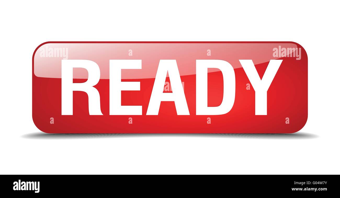 ready red square 3d realistic isolated web button Stock Vector Image ...