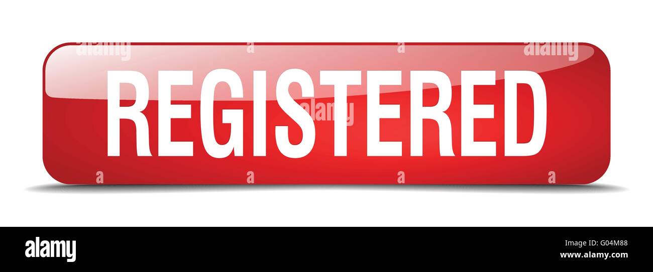 registered red square 3d realistic isolated web button Stock Vector ...