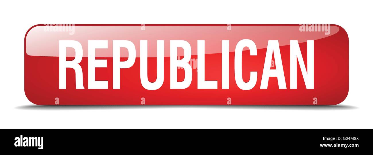 republican red square 3d realistic isolated web button Stock Vector ...