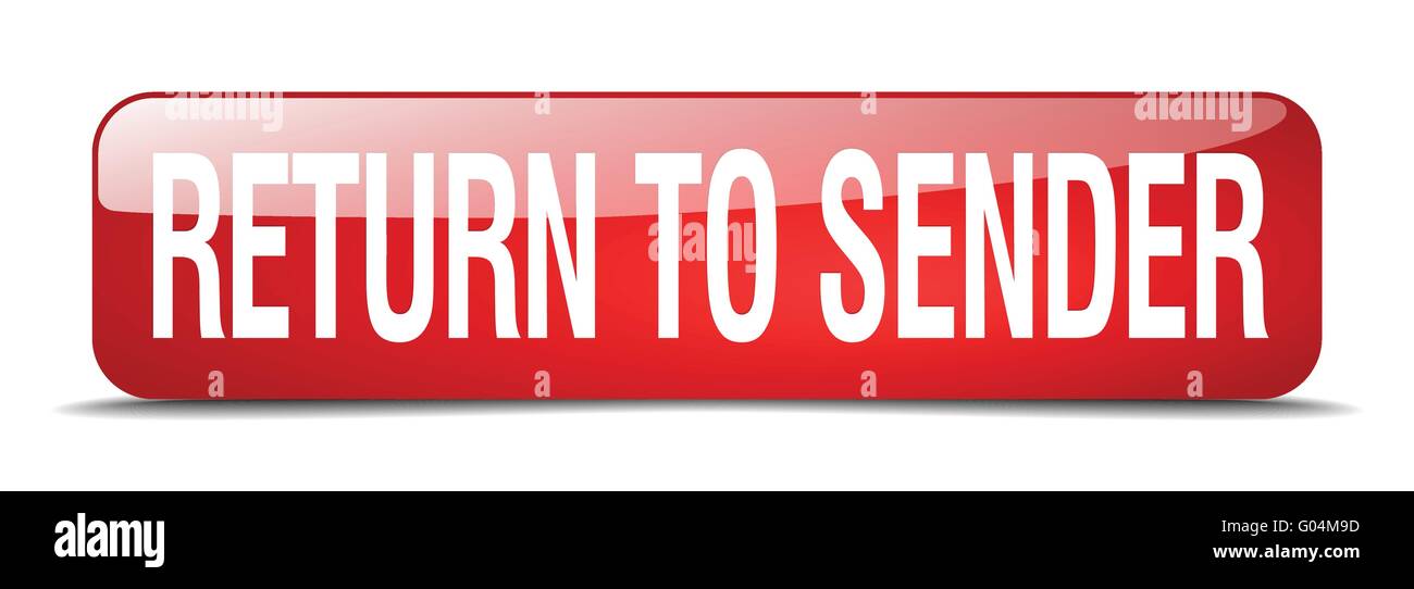 return to sender red square 3d realistic isolated web button Stock ...