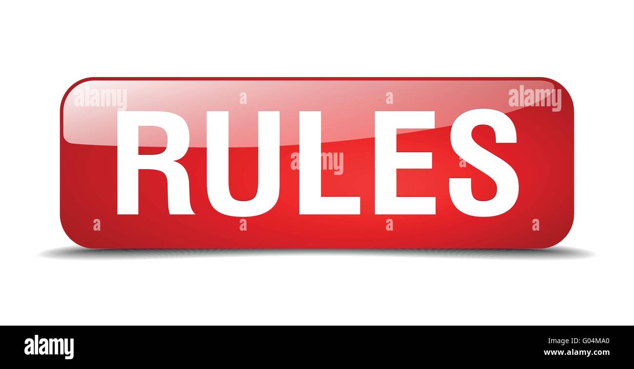rules red square 3d realistic isolated web button Stock Vector Image ...