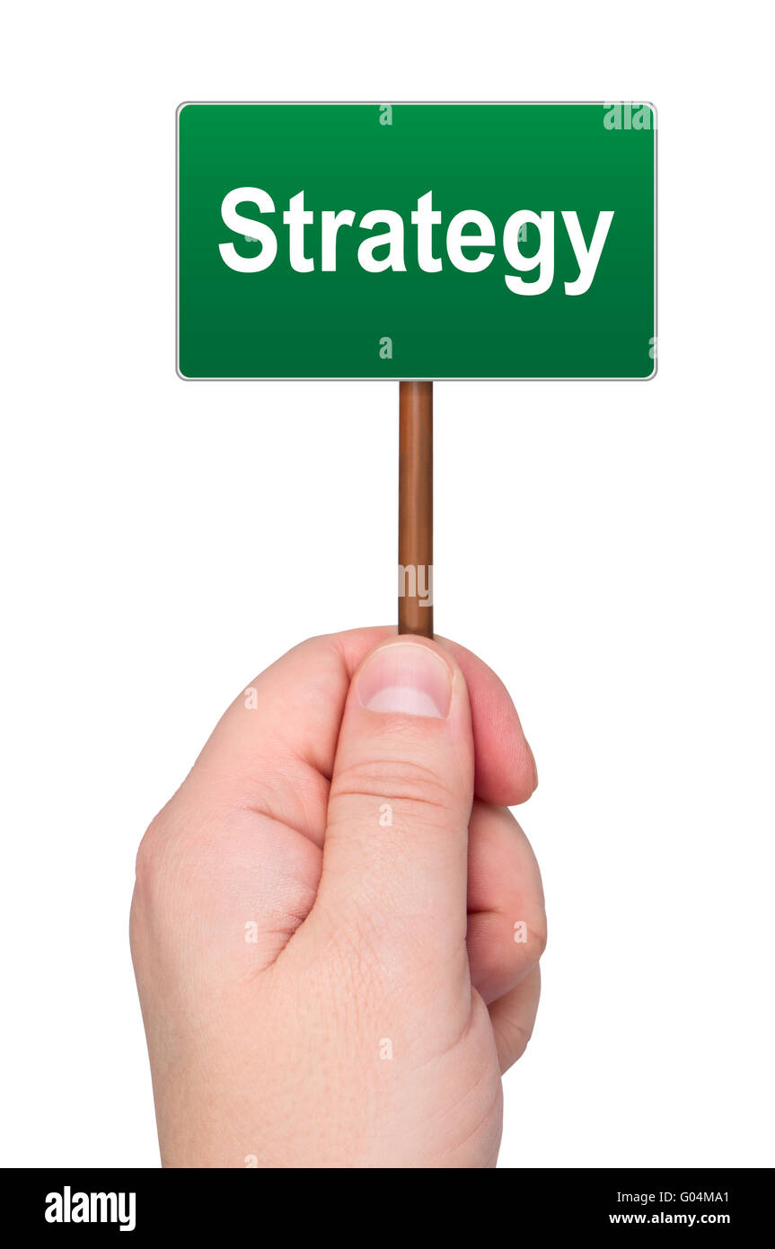 Sign with word strategy holds in hand isolated Stock Photo - Alamy