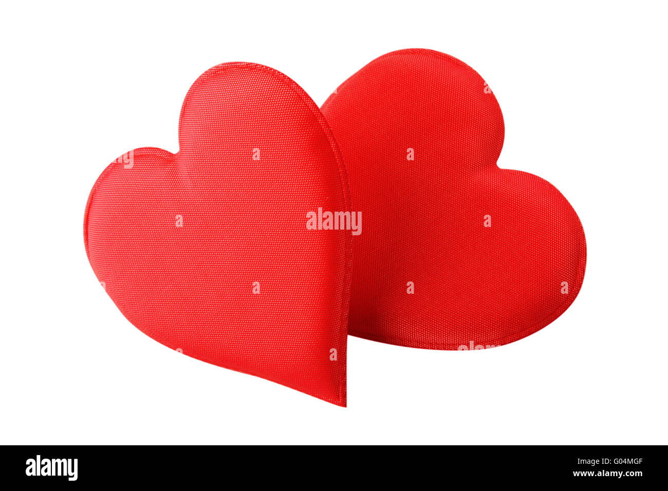 A Fabric Red Hearts Isolated On White Background Stock Photo - Alamy