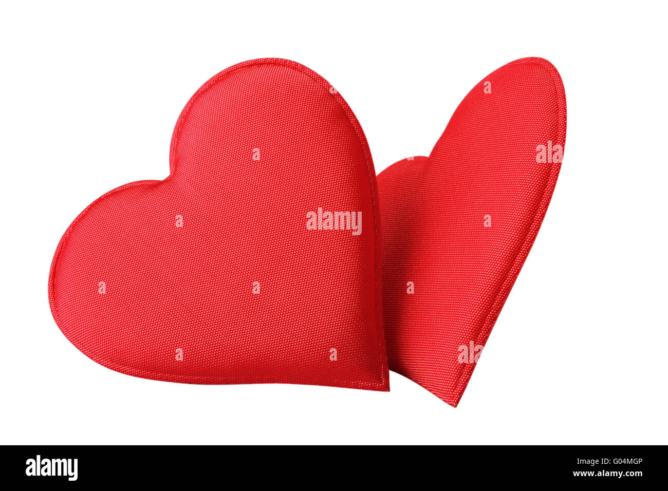 A Fabric Red Hearts Isolated On White Background Stock Photo - Alamy