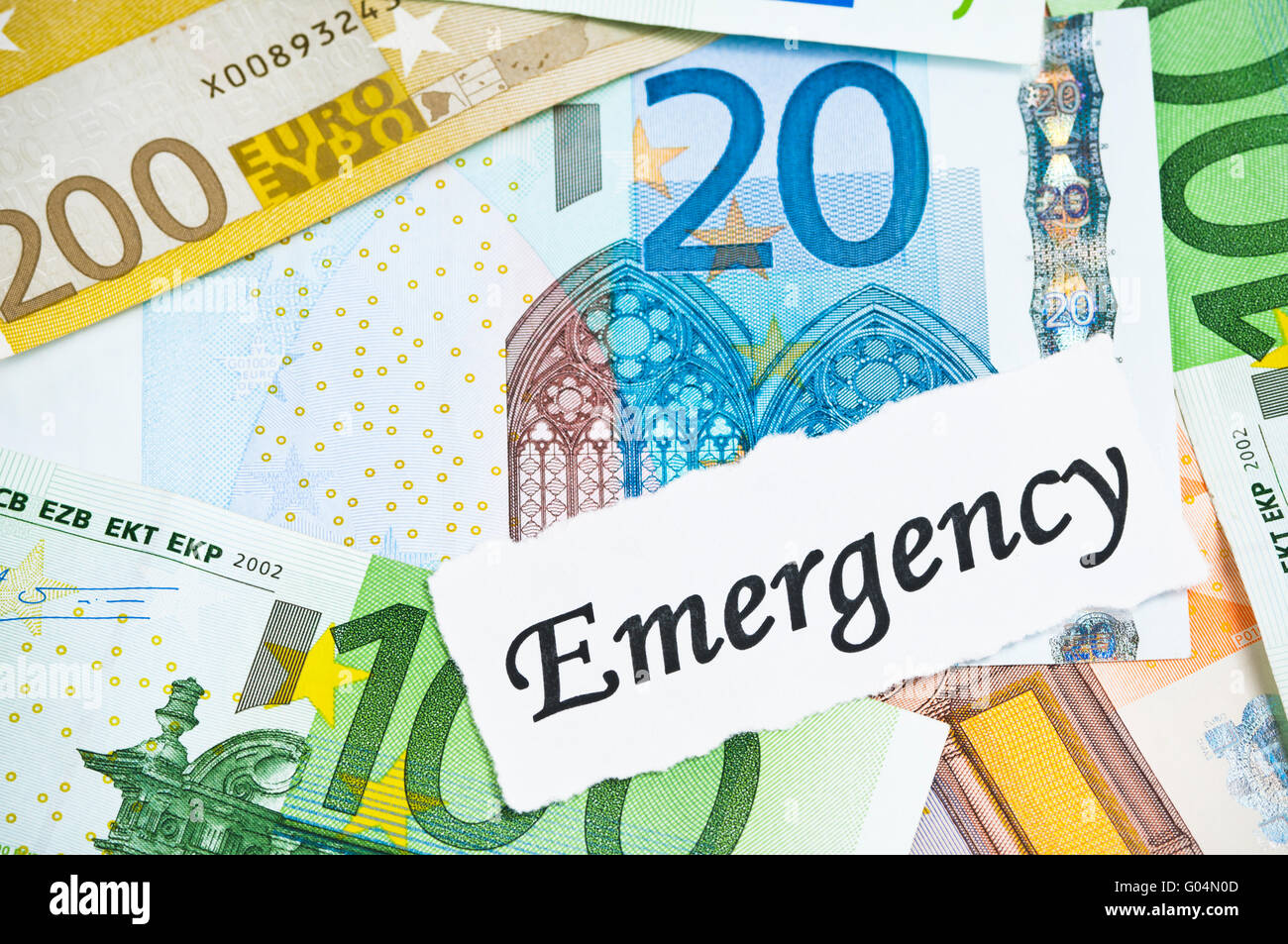 Emergency on financial concept with euro notes Stock Photo - Alamy