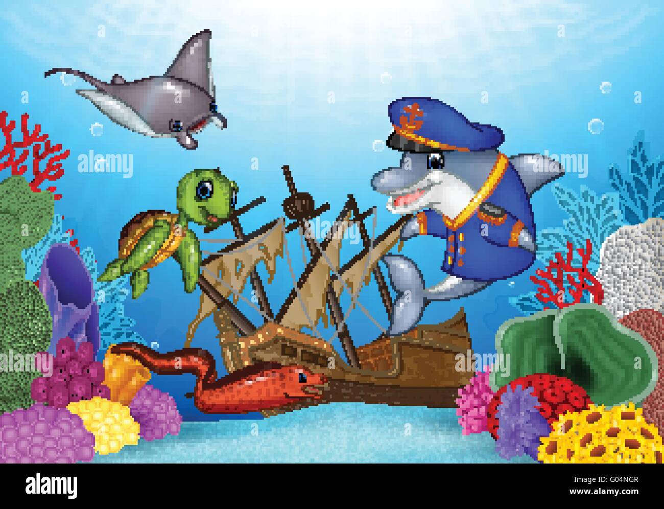 Ocean sea turtle ray Stock Vector Images - Alamy