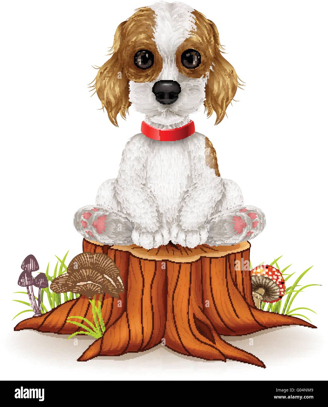 Cartoon dog sitting on tree stump Stock Vector Image & Art - Alamy