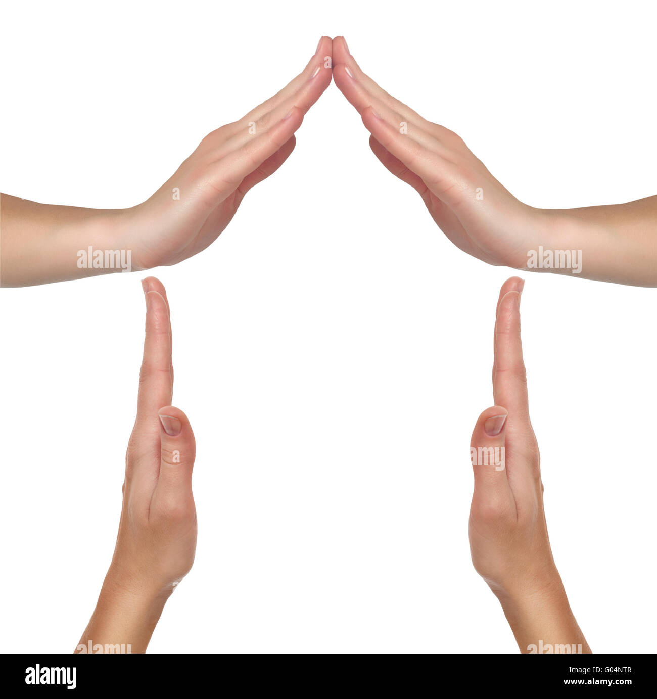 house made of female hands isolated on white background Stock Photo - Alamy