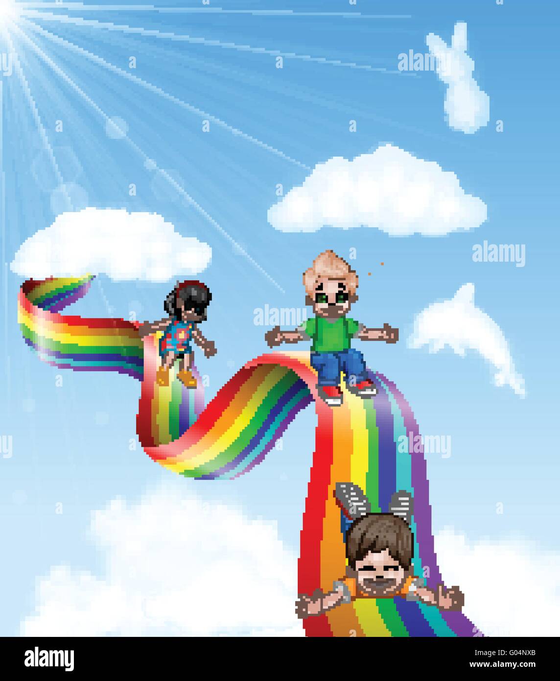 Cartoon little kids playing slide on rainbow Stock Vector Image & Art ... Cartoon little kids playing slide on rainbow Stock Vector Image & Art ...