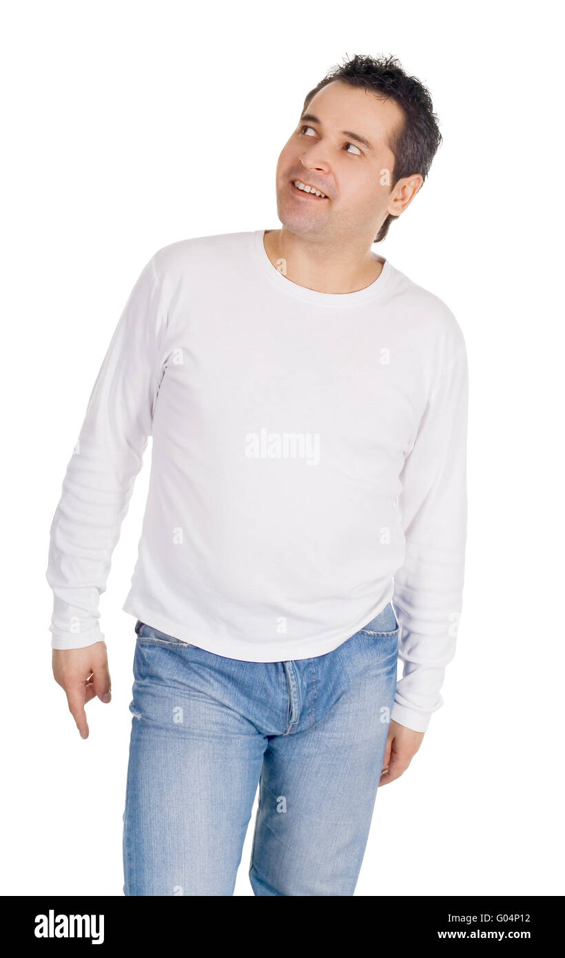 Portrait of happy young men over white background Stock Photo - Alamy