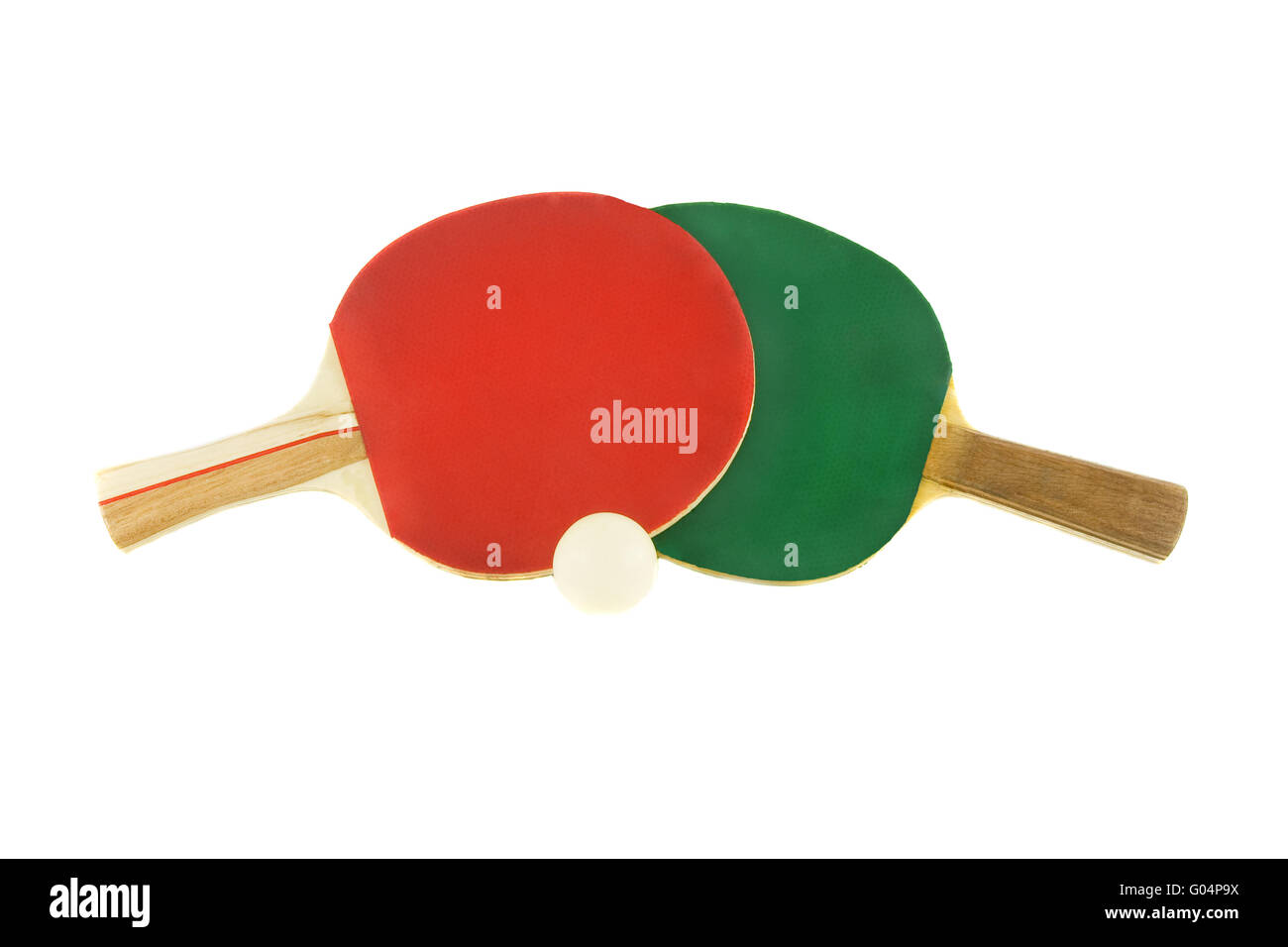 Two table tennis racket and ball isolated on white background Stock ...