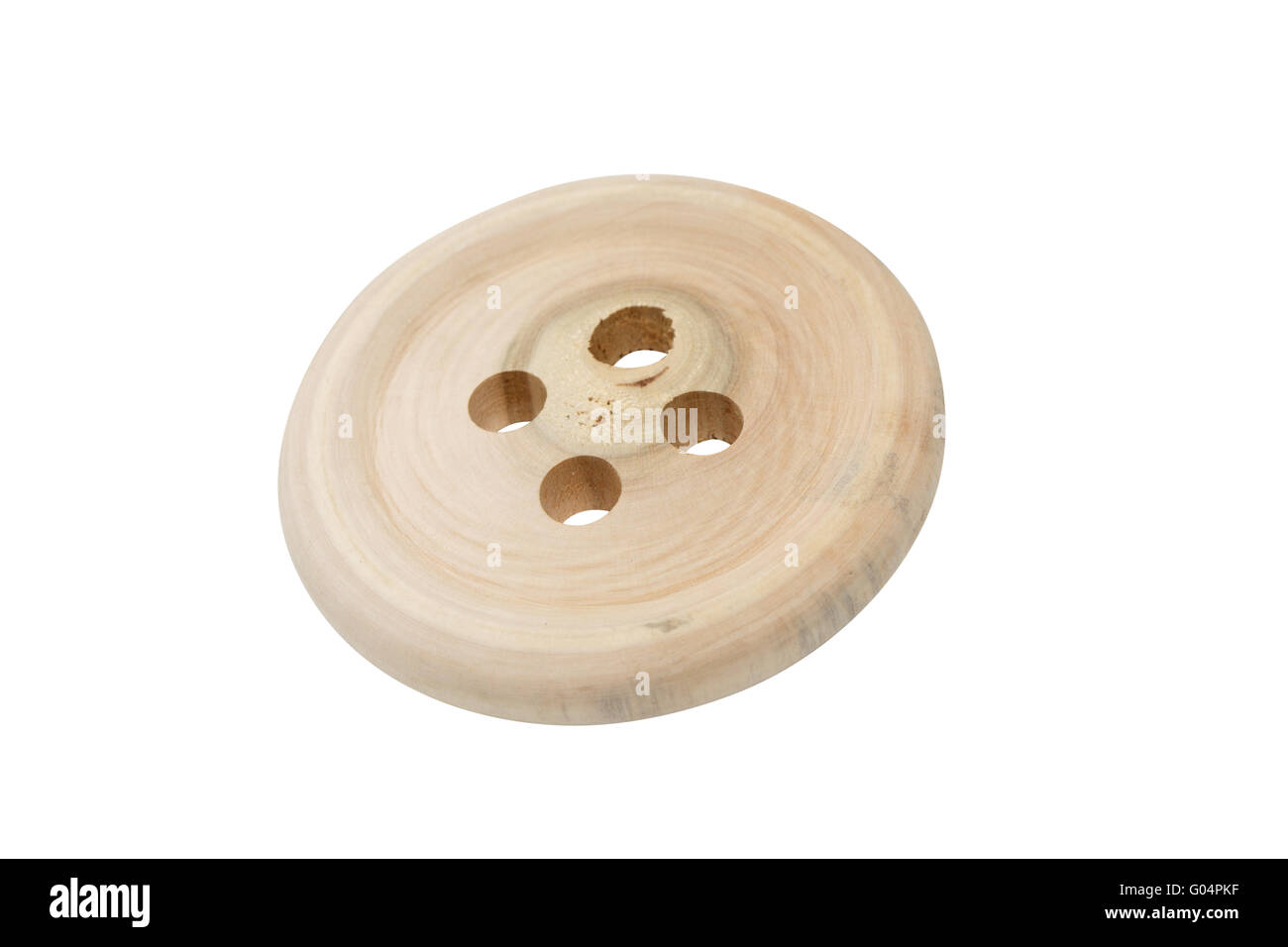 Wooden button isolated on white background with clipping path Stock ...