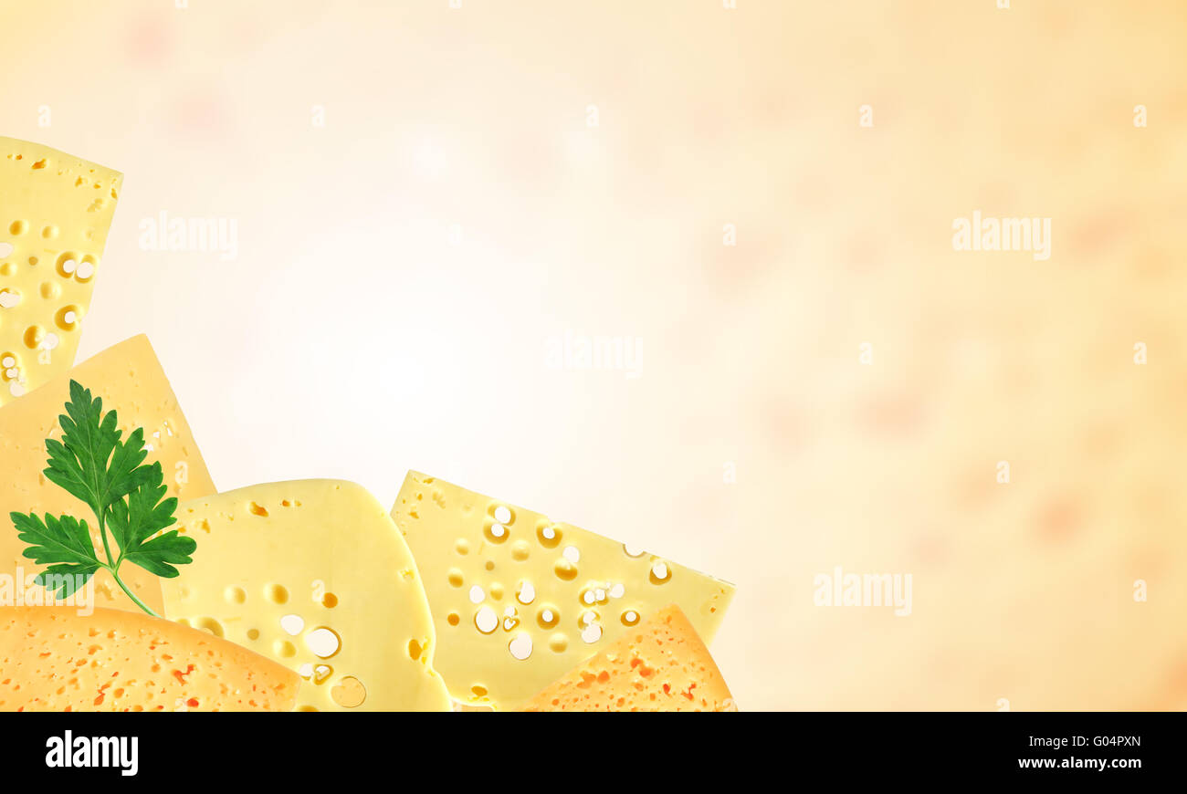 Nice picture border made from various sliced cheese Stock Photo - Alamy