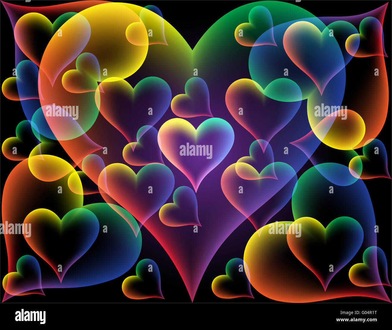 Background with multi-colored hearts Stock Photo - Alamy