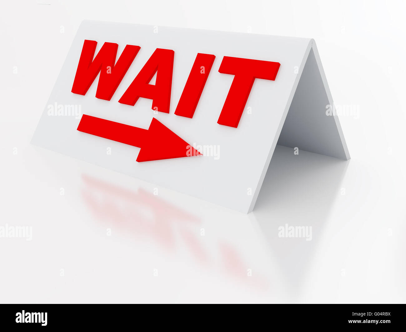 sign wait with arrow on a light plastic tablet Stock Photo - Alamy