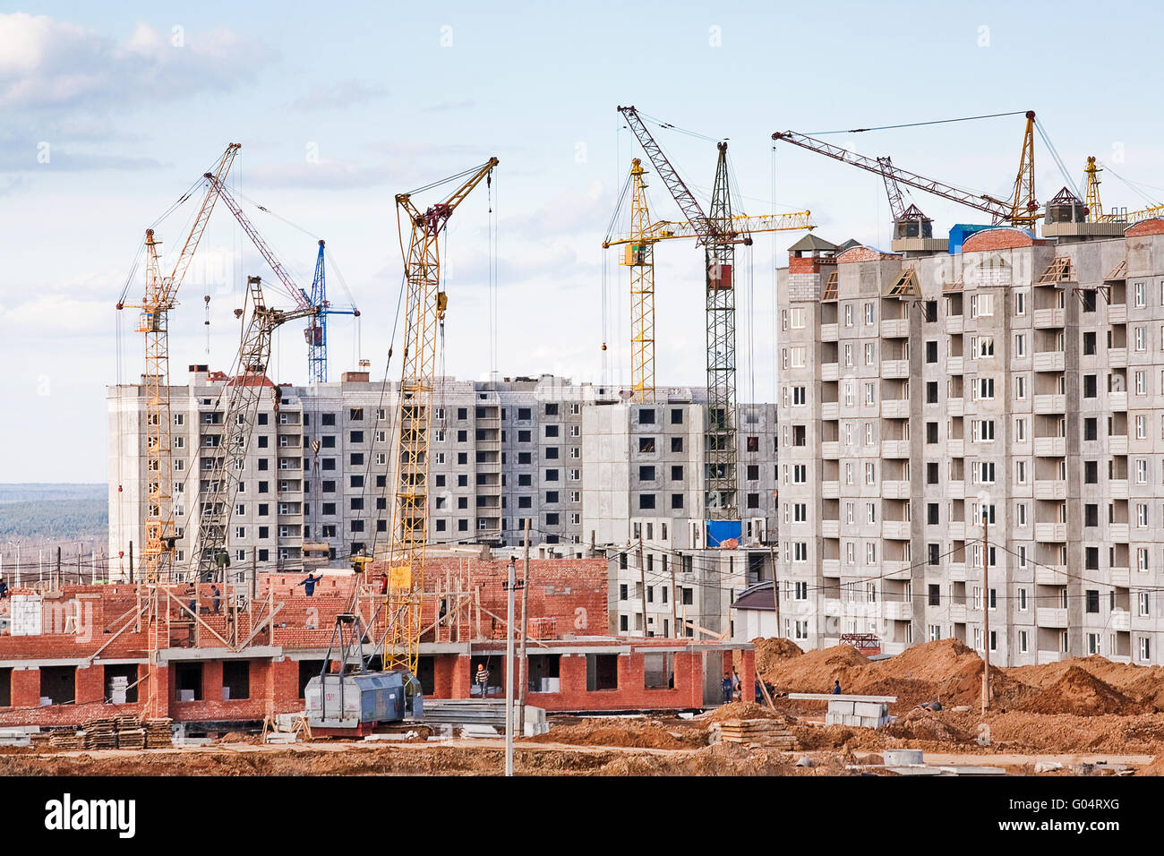 The construction of several large residential apartment buildings in ...