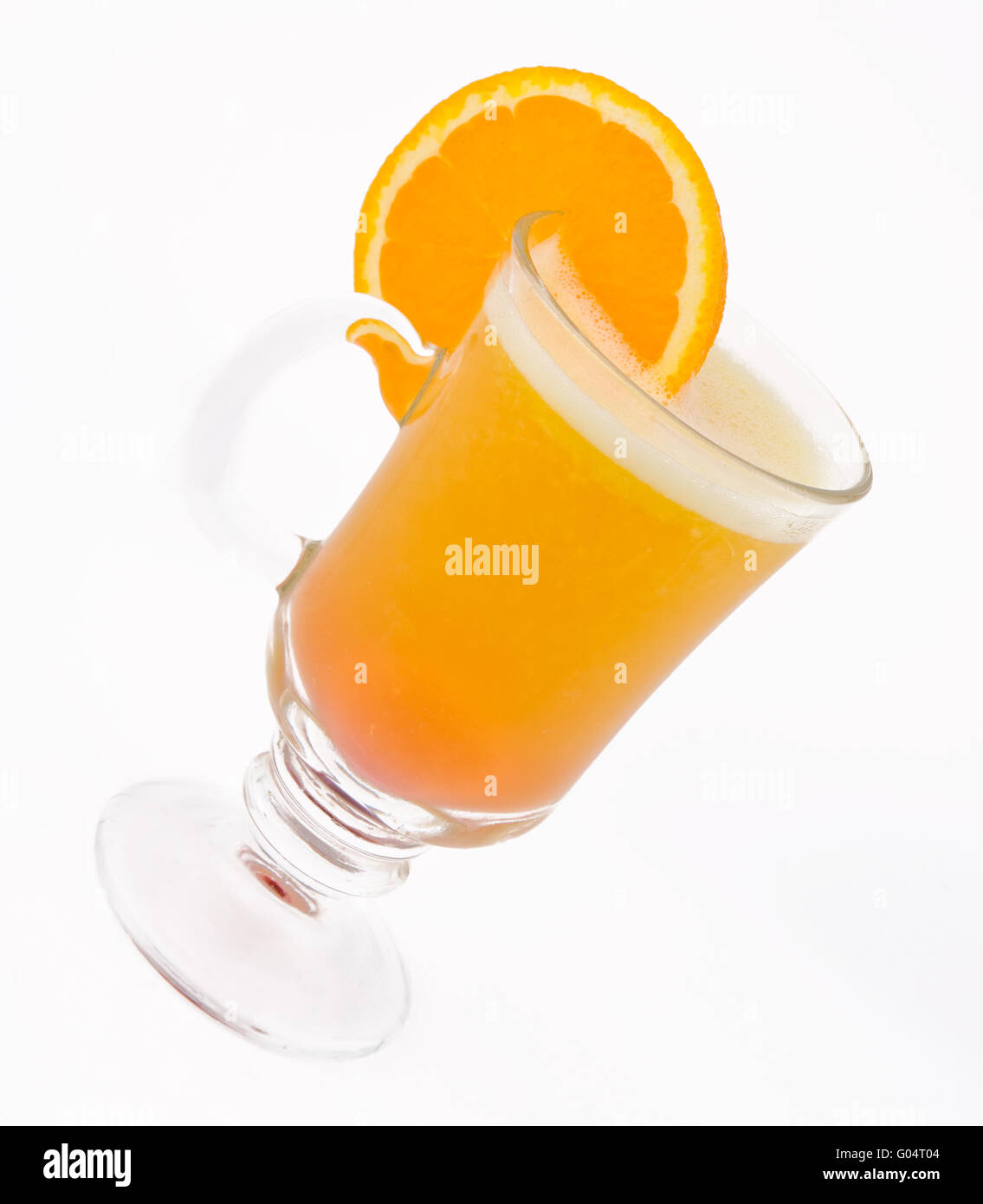 A delicious cocktail from orange juice in a glass beaker decorated with ...