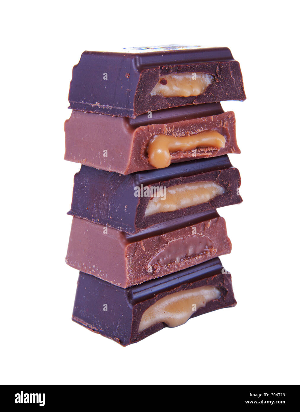 Stack of chocolate pieces Stock Photo - Alamy