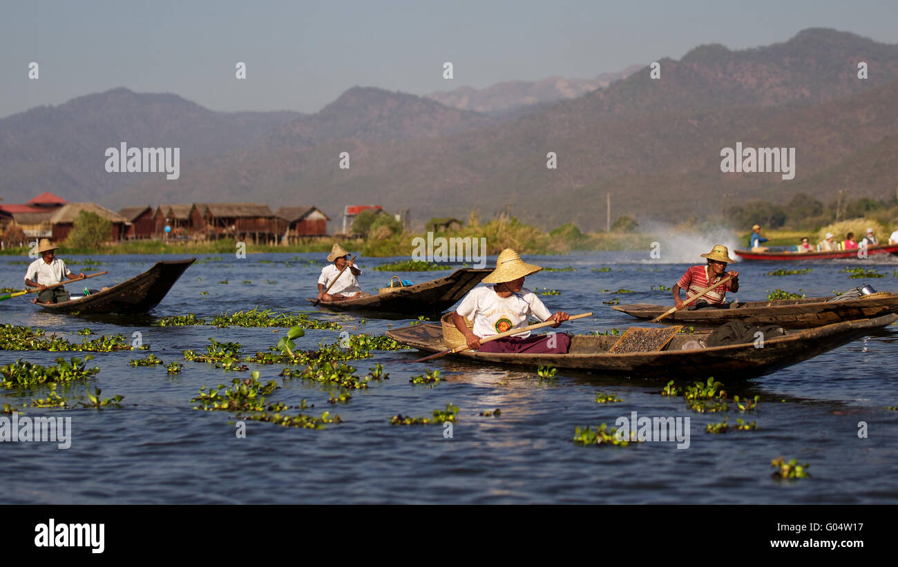 Boats at the Inle Lake, Myanmar Stock Photo - Alamy