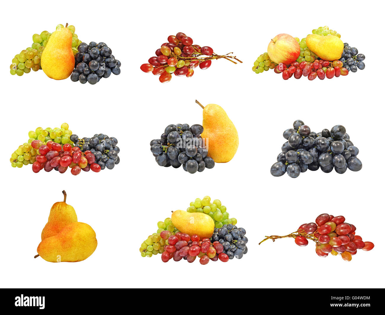 Set of pear and grape.Isolated Stock Photo - Alamy