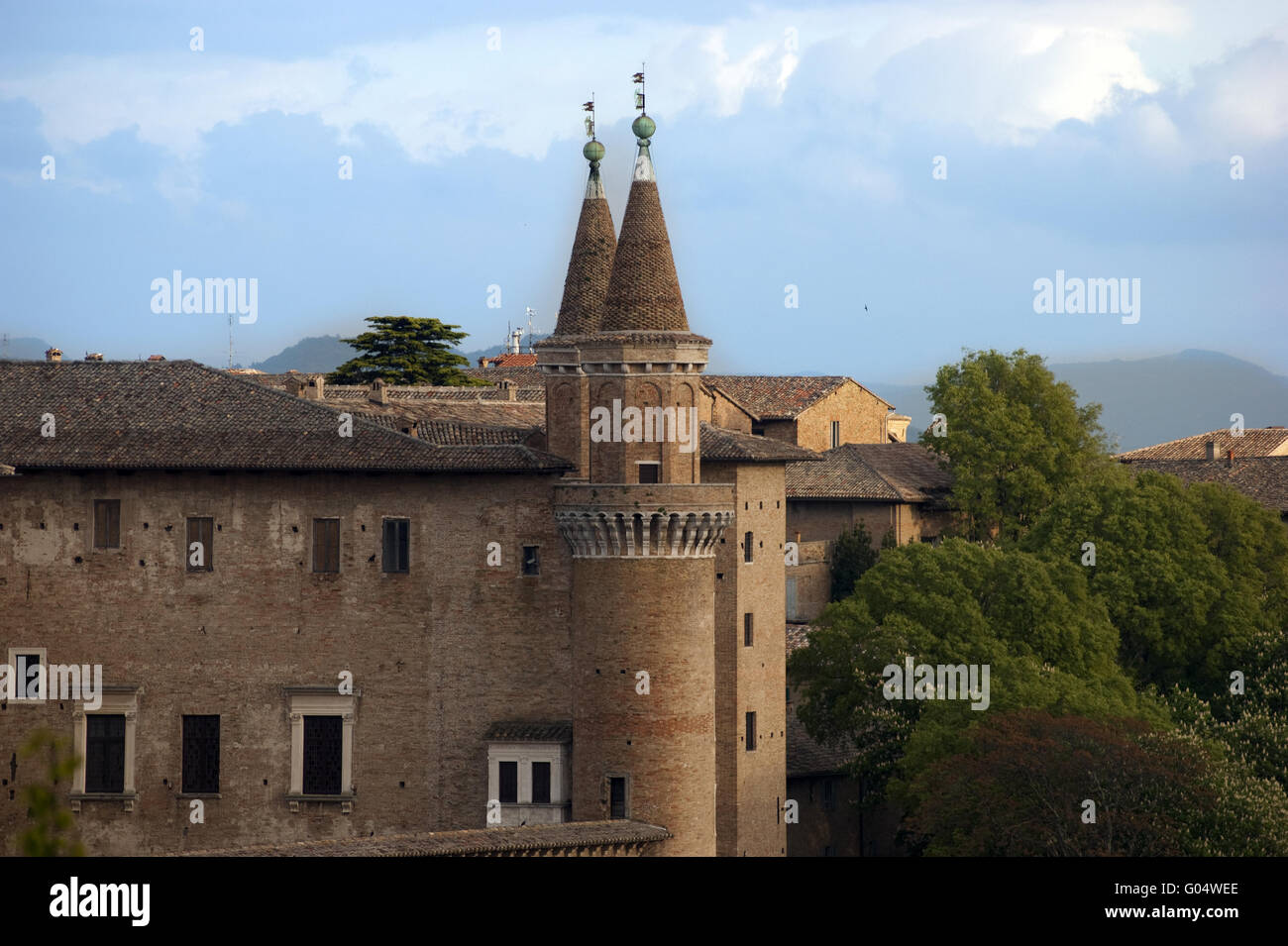 the turrets of Urbino is the historical symbol of Stock Photo - Alamy