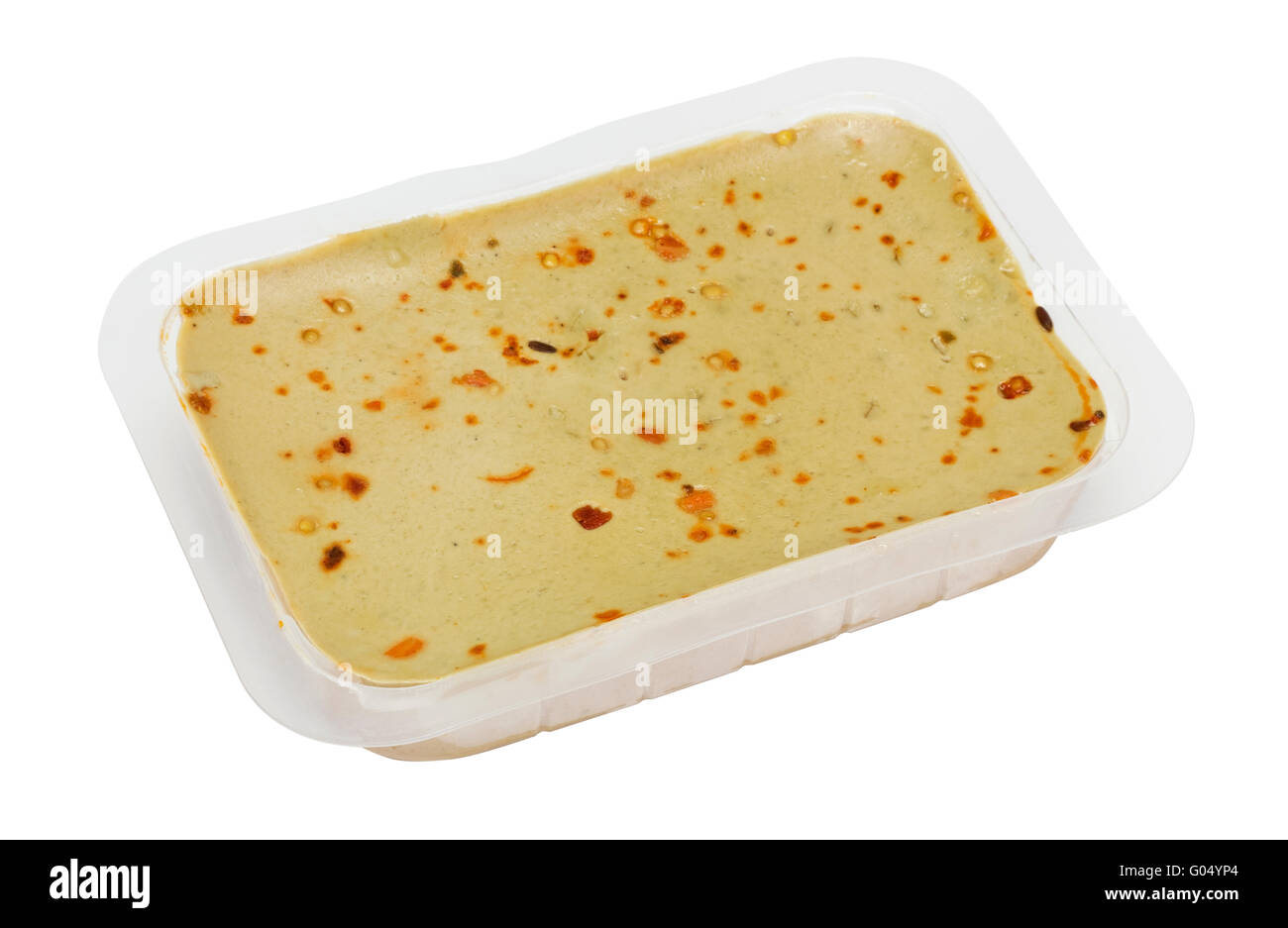 The standard plastic container with fresh liver pate. Juicy relish to a ...