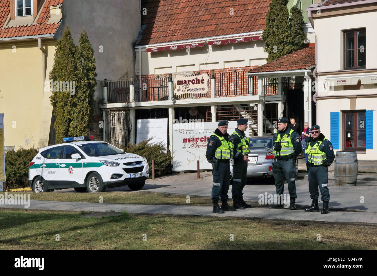 VILNIUS, LITHUANIA - MARCH 13, 2016: The group of police officers ...