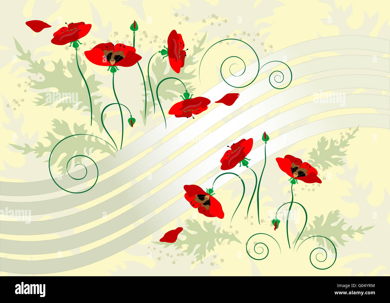 Flowers poppy on a light yellow background Stock Photo - Alamy