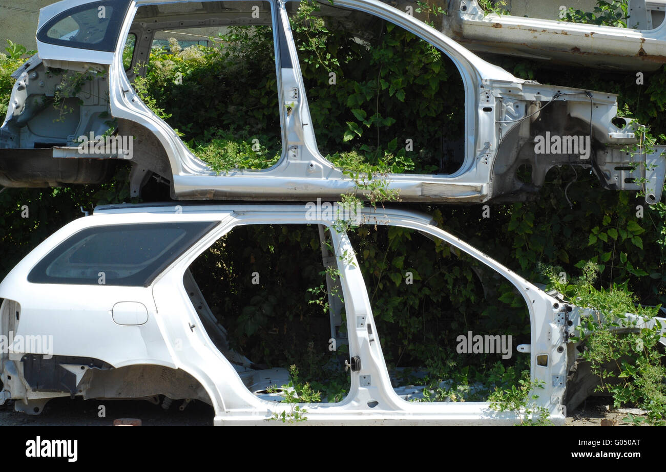 Automobile morgue cars frames abandoned as backgro Stock Photo - Alamy