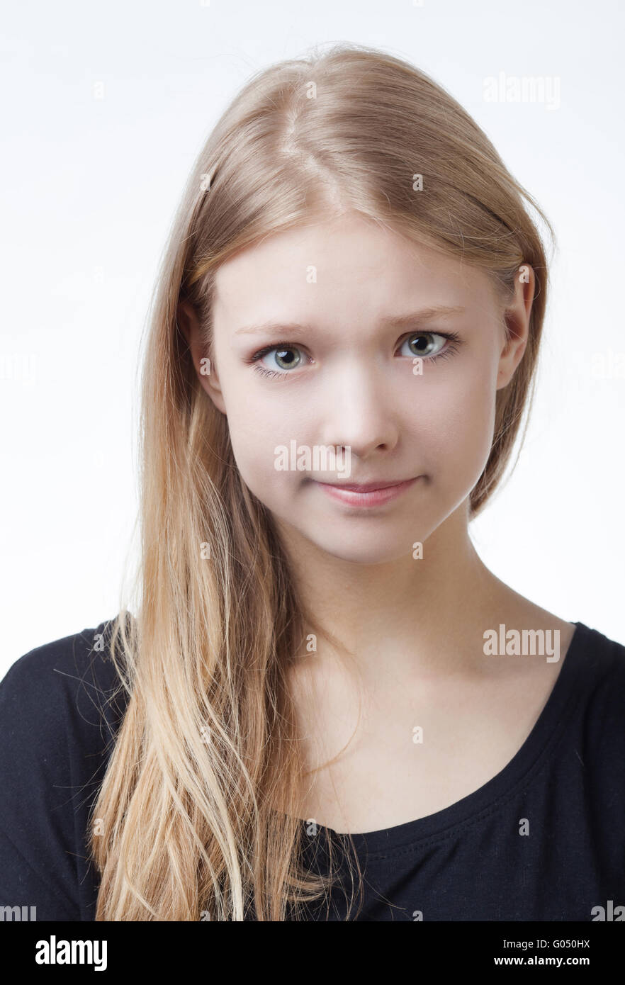 beautiful teen girl grimacing Stock Photo - Alamy