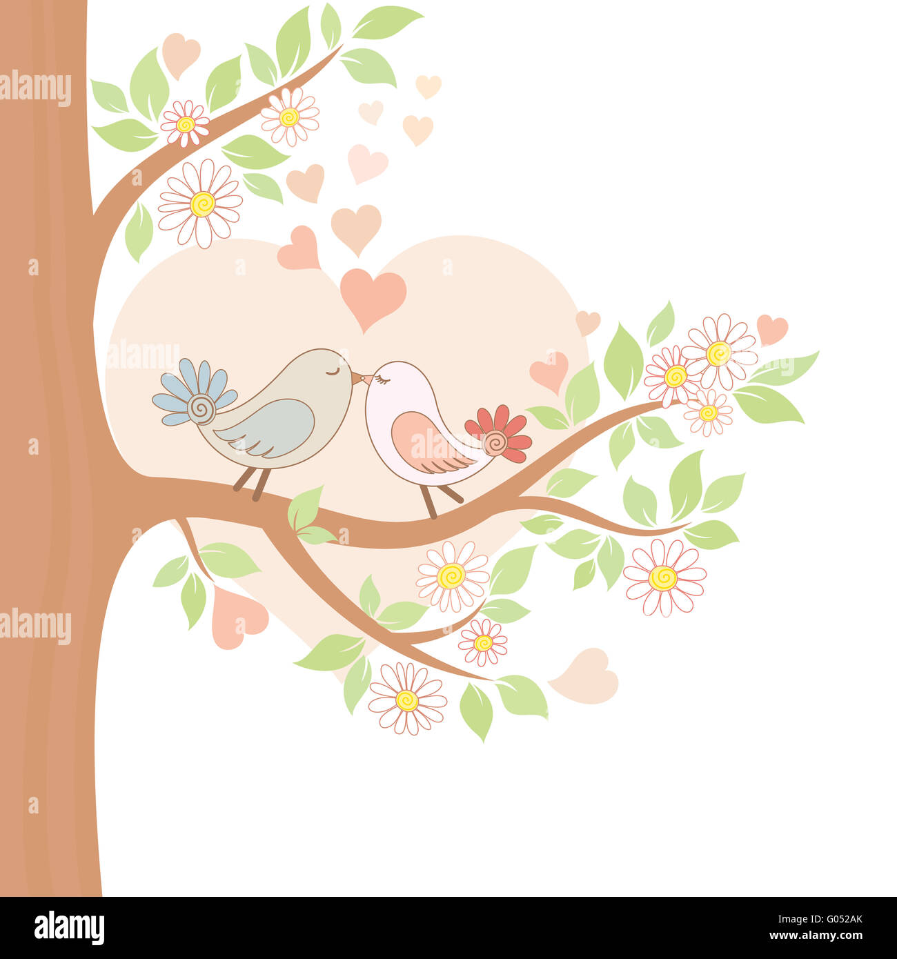 Two kissing birds on the tree Stock Photo - Alamy