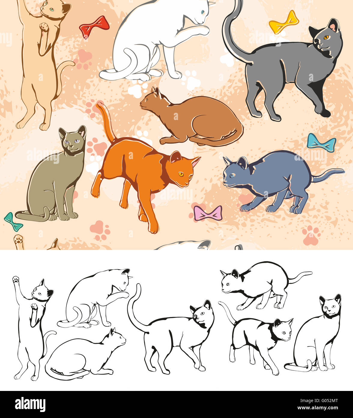 Seamless feline hi-res stock photography and images - Alamy