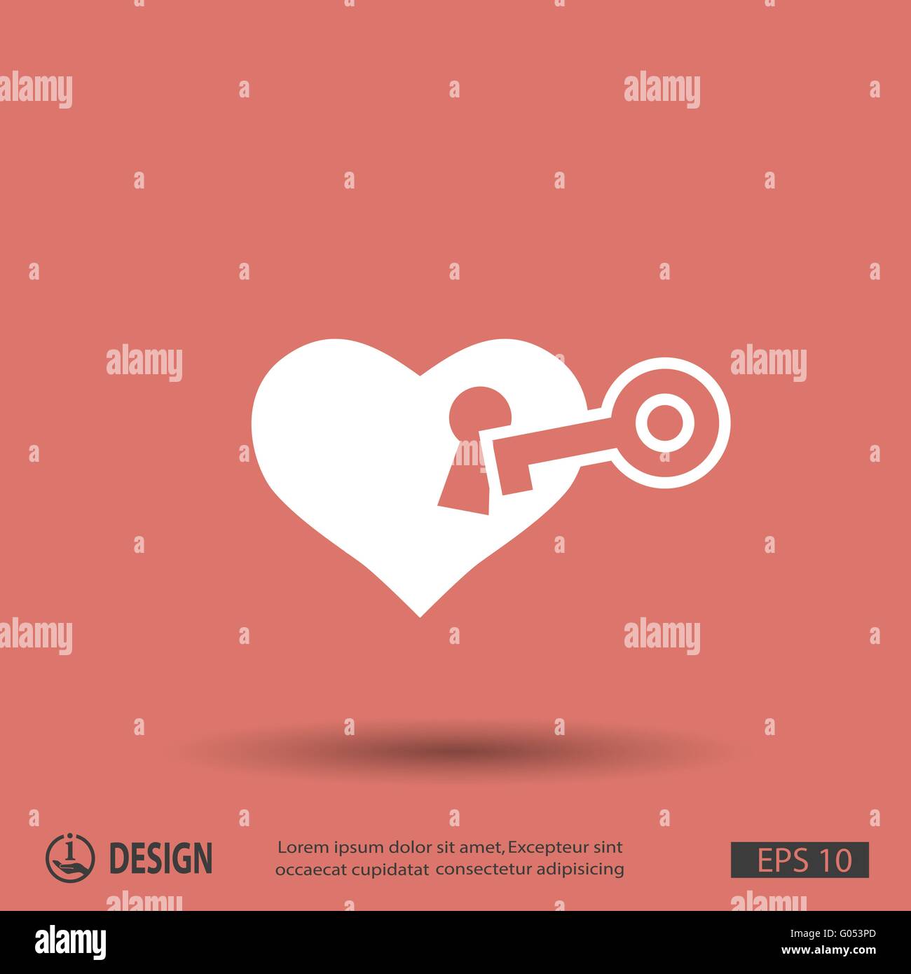 Pictograph of heart with key. Vector concept illustration for design ...