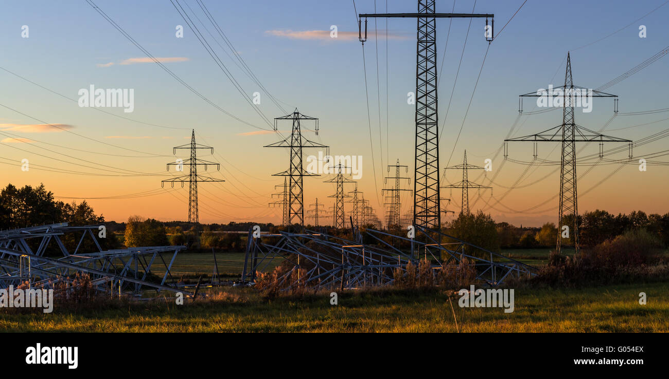 Construction of new electricity pylons Stock Photo - Alamy