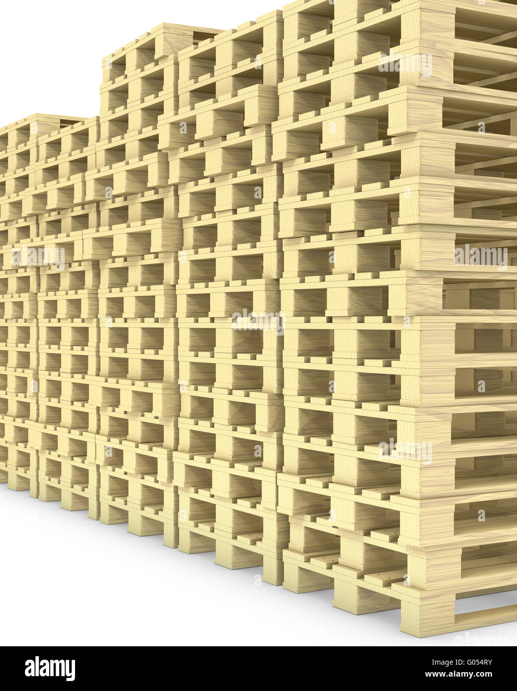 Large group of wooden pallets isolated on white background Stock Photo ...