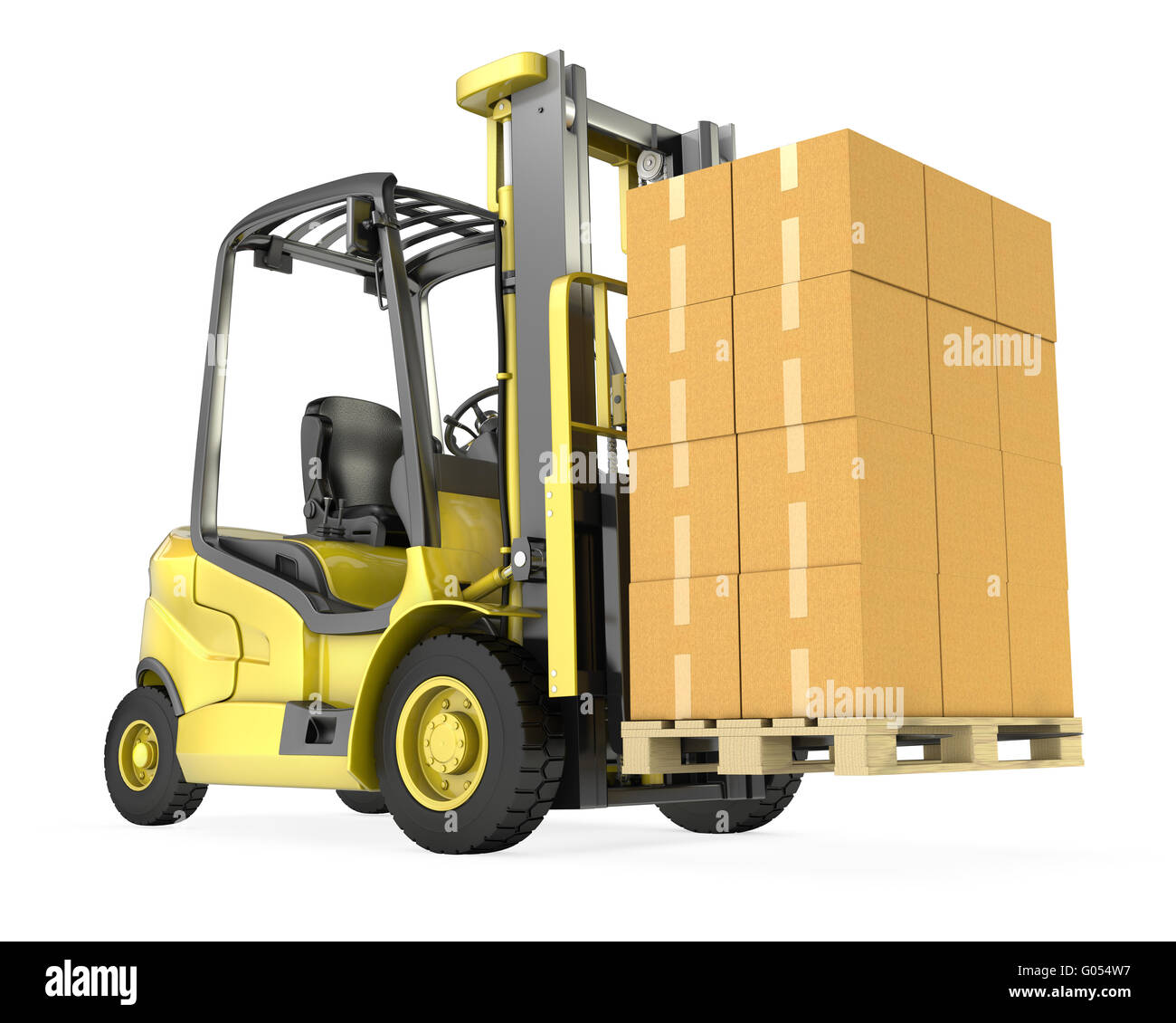 Yellow freight boxes Cut Out Stock Images & Pictures - Alamy