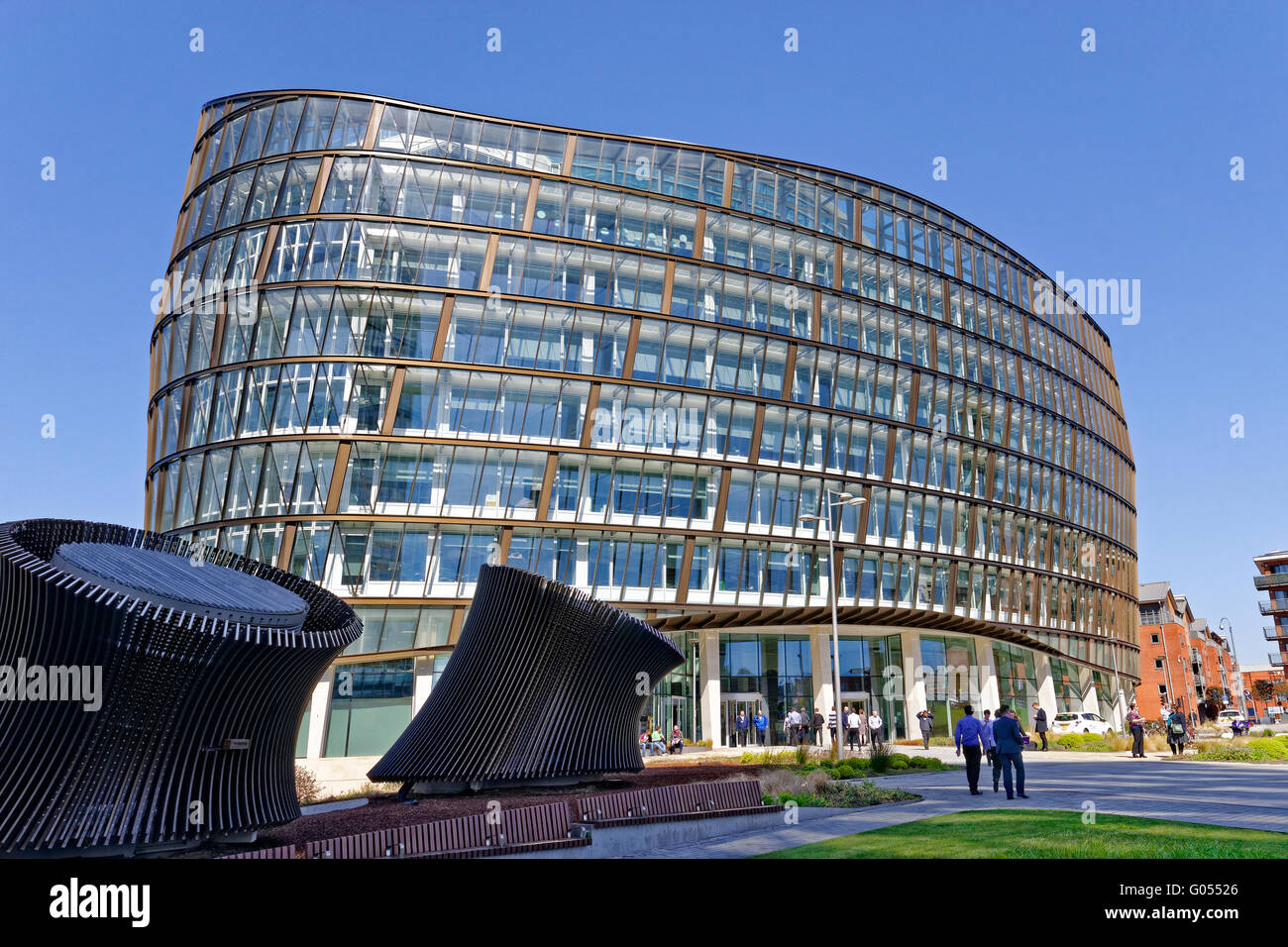 One Angel Square building in Manchester City Centre. The headquarters ...