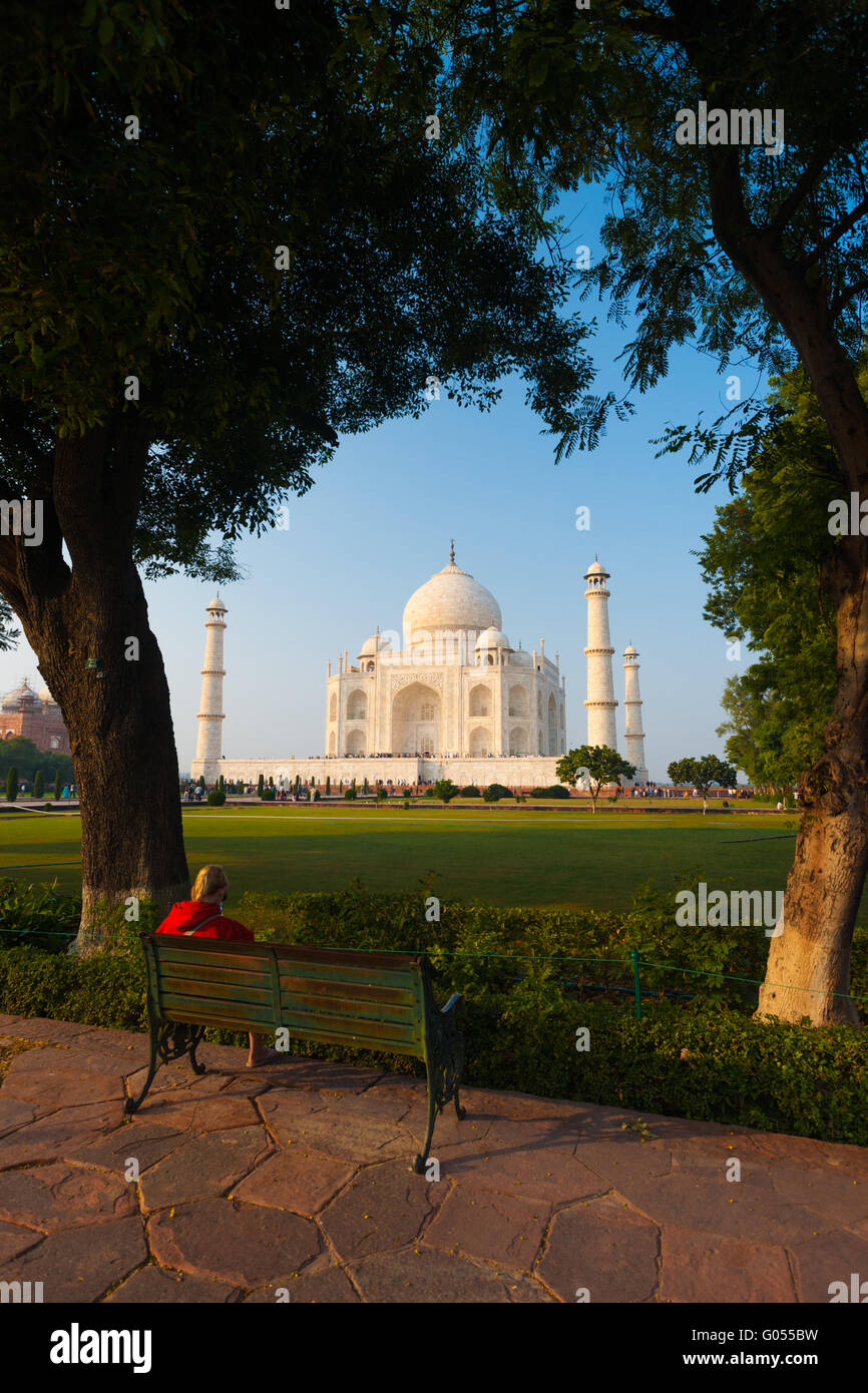 Taj Mahal Trees Footpath Green Bushes Framed V Stock Photo - Alamy