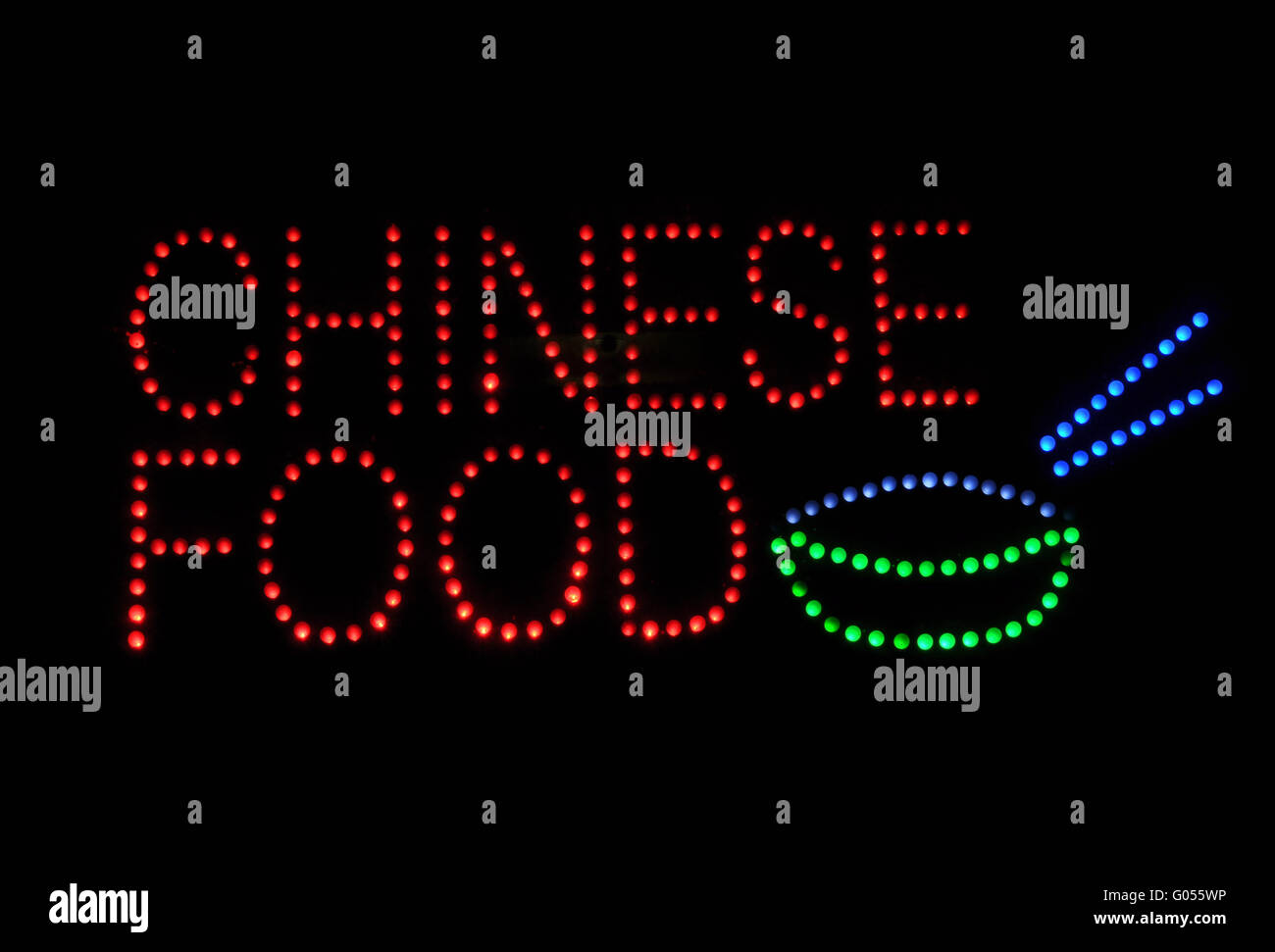 Open chinese food neon sign hi-res stock photography and images - Alamy